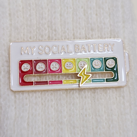 Office | Social Battery Meter Enamel Pin | Poshmark